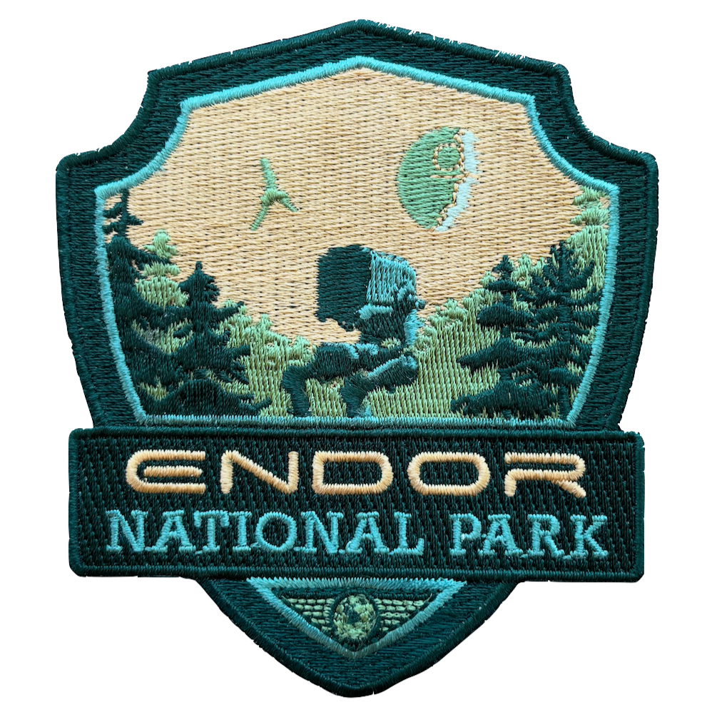 Endor, Fictional National Park Patch, Iron on backing – Red Flag Workshop