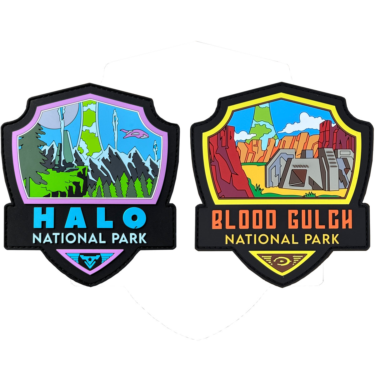 Set of two Halo Park Patches, Fictional National Park Patch – Red Flag ...