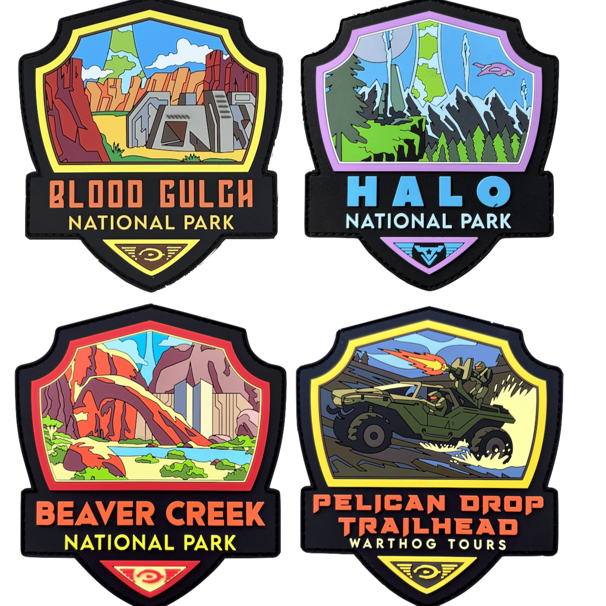 Set of four Halo Park Patches, Fictional National Park Patch – Red Flag ...